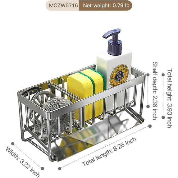 XINDUO-Sink Caddy Sponge Holder for Kitchen, 18/8 Stainless Steel Self ...