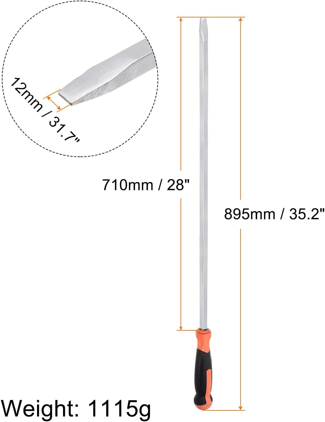 XINDUO-Slotted Screwdriver 12mm Flat Head Impact Demolition Driver with ...
