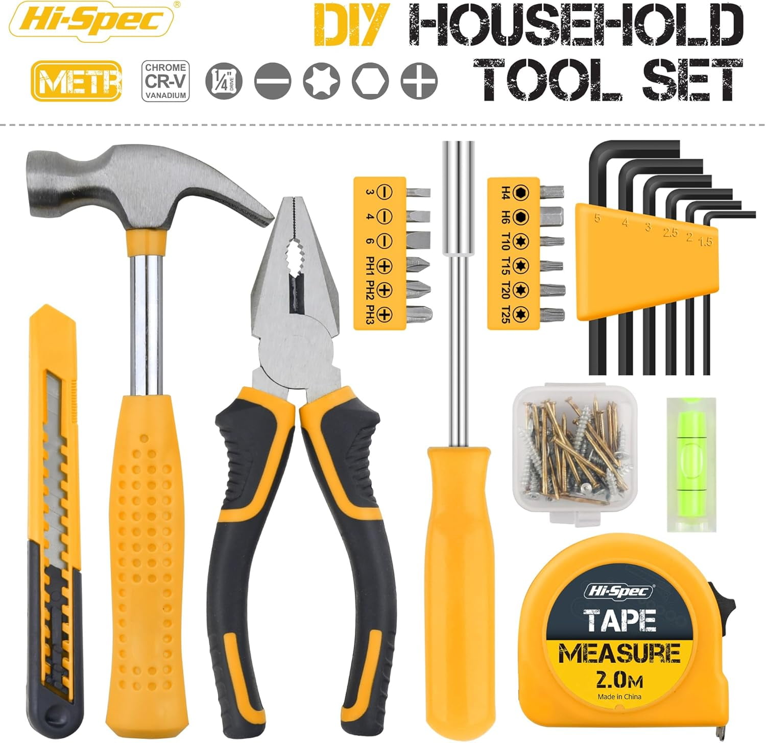 XINDUO-Small Tool Box for Home and Office DIY, 25-Piece Yellow Mini ...