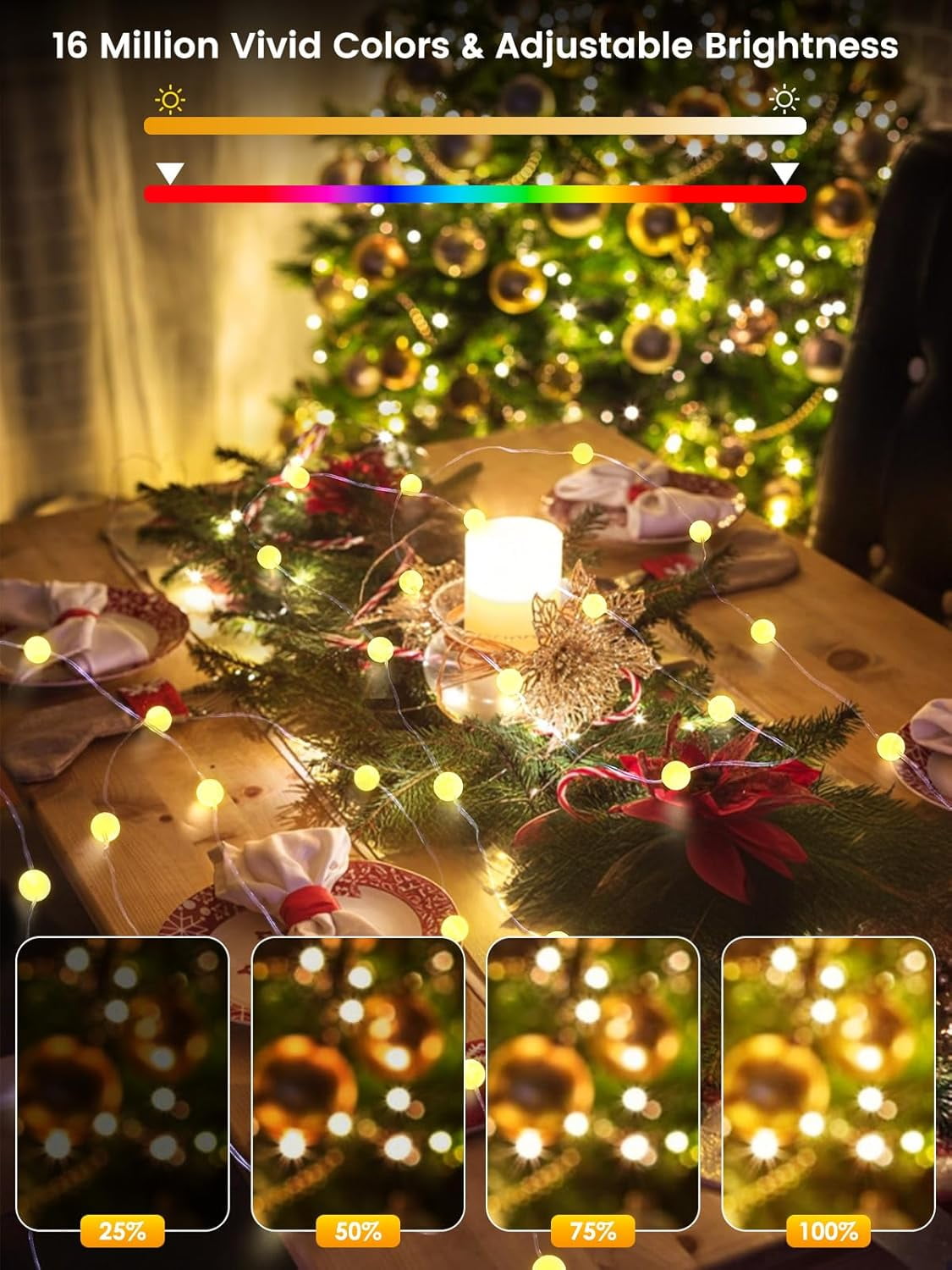 XINDUO-Smart Color Changing Christmas Lights, 33FT 66LED App Control ...