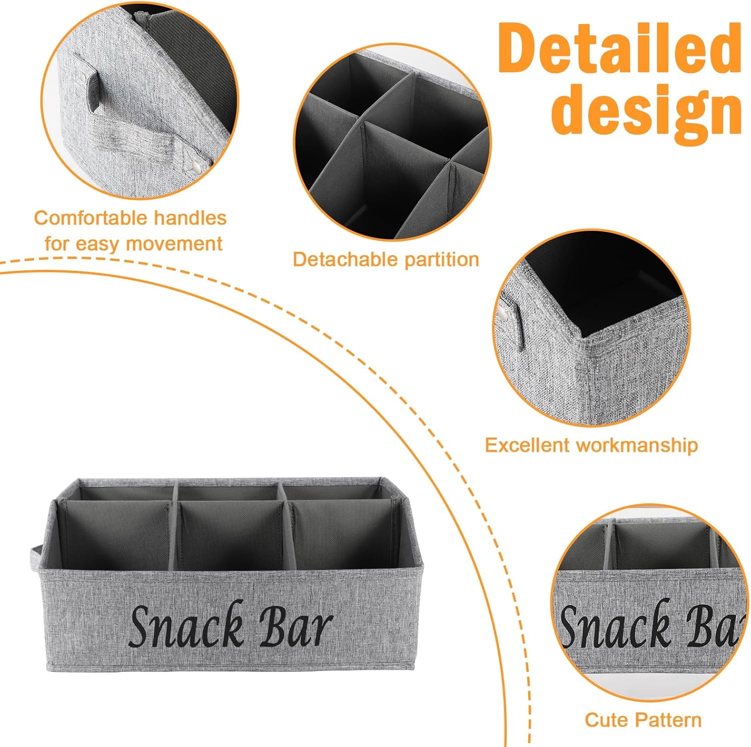 XINDUO-Snack Organizer for Countertop, Fabric Snack Container with ...