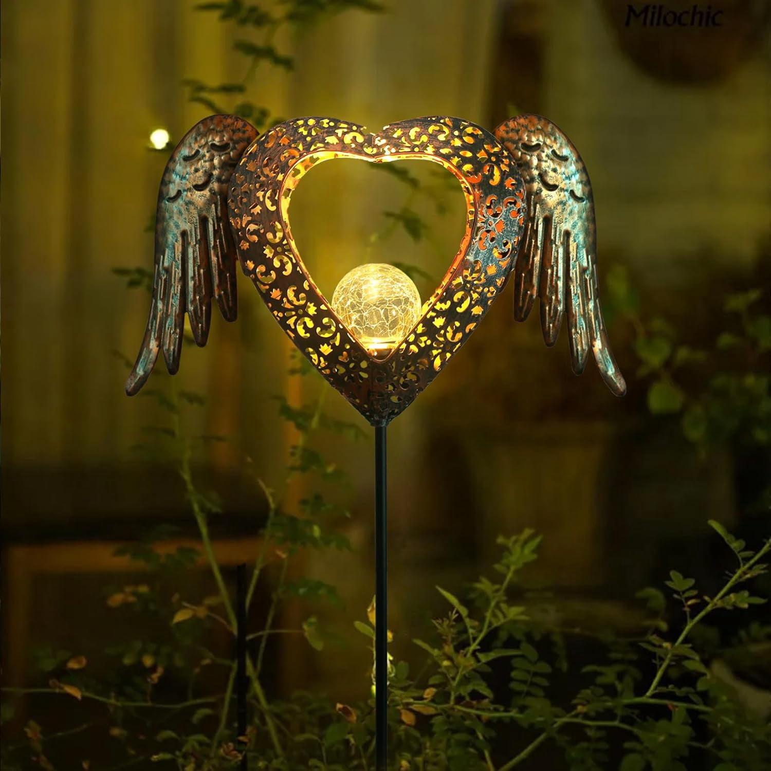 XINDUO-Solar Garden Lights Waterproof Metal Solar Warm White LED Stake ...