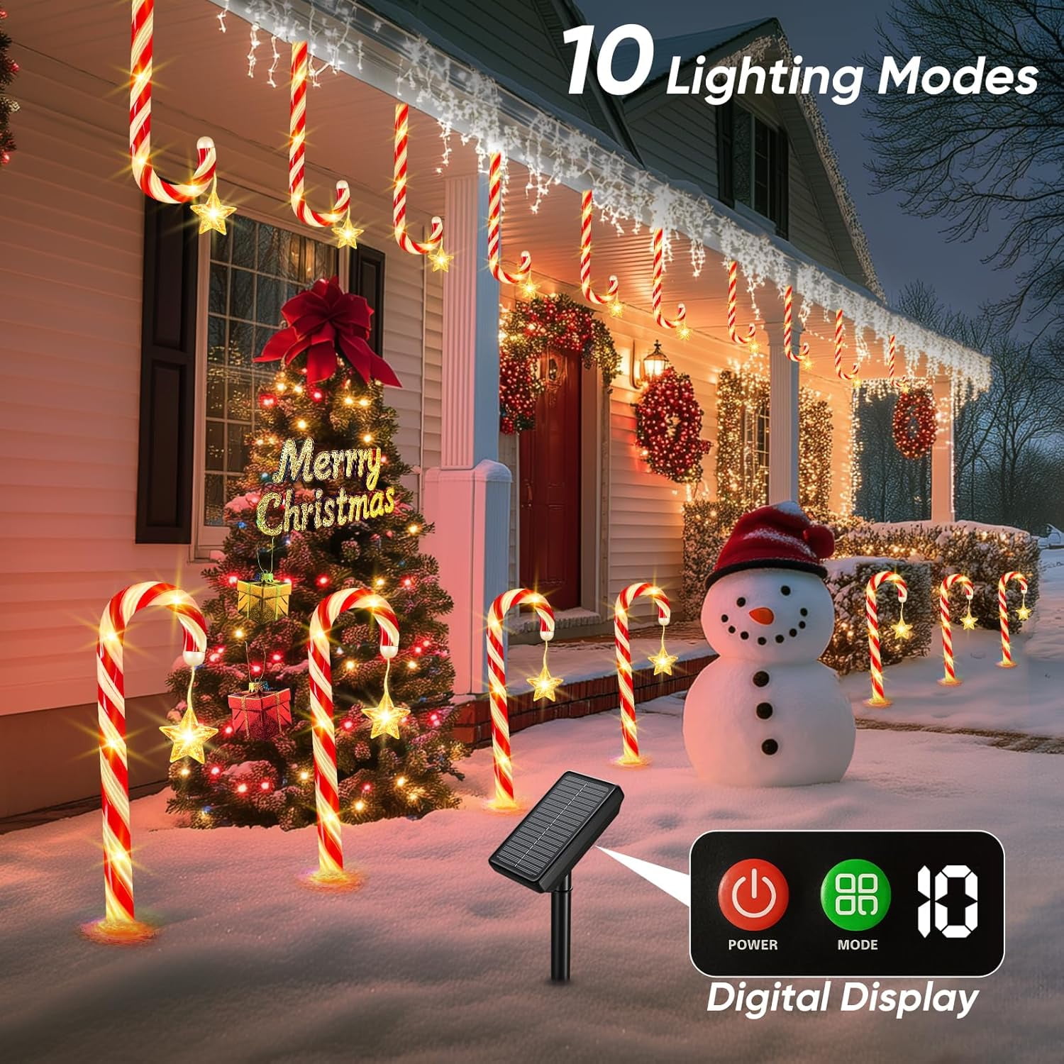 XINDUO-Solar Lights Outdoor Christmas Decorations: 24 Pack 144 LEDs 10 ...