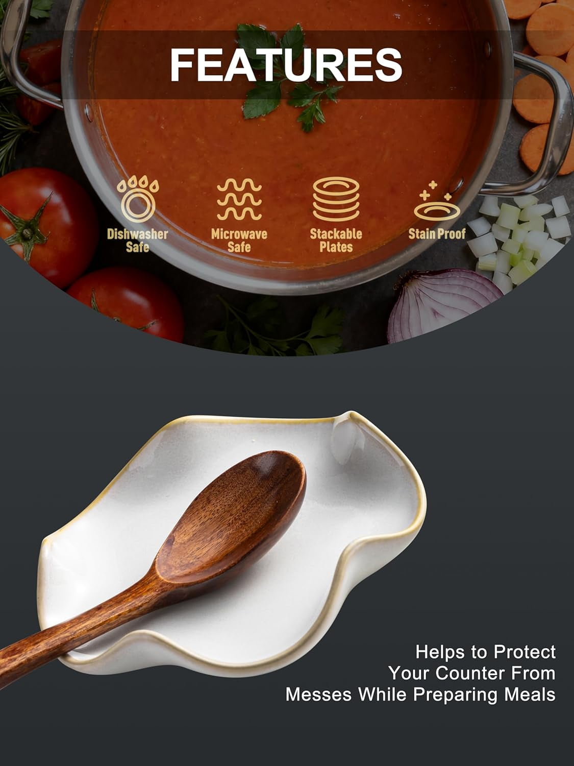 XINDUO-Spoon Rest for Stove Top, Spoon Holder for Stove, 5.3In Ceramic ...
