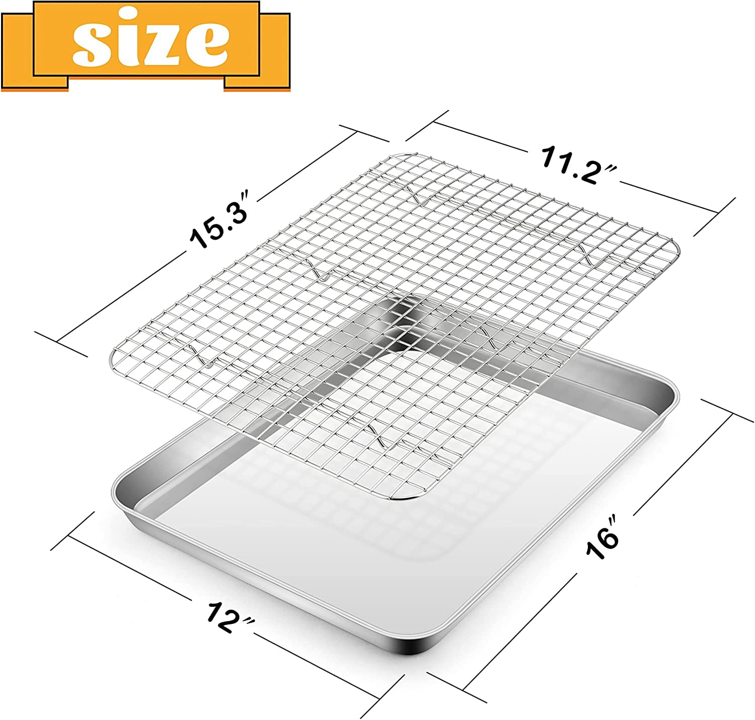 XINDUO-Stainless Steel Baking Sheet with Rack Set, 16\u201dx12\u201d ...