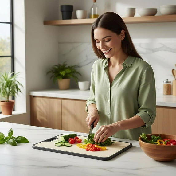 XINDUO-Titanium Cutting Board Large (15"×11") 2-in-1 Double Sided Pure ...