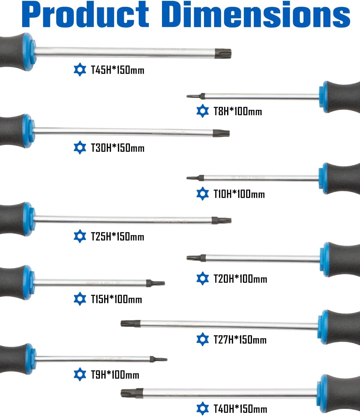 XINDUO-Torx Screwdrivers Set 10-Piece, Magnetic Black Finished Tip with ...