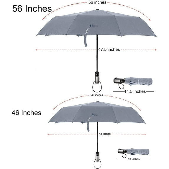 XINDUO-Travel Umbrella Windproof with 46 Inches Large Canopy 10 ...