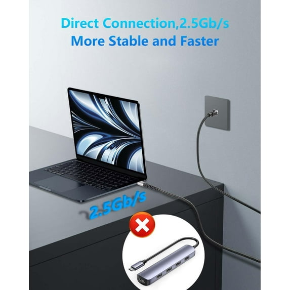 XINDUO-USB C to 2.5 Gbps Ethernet Cable 6.5 FT, RJ45 LAN to USB C ...