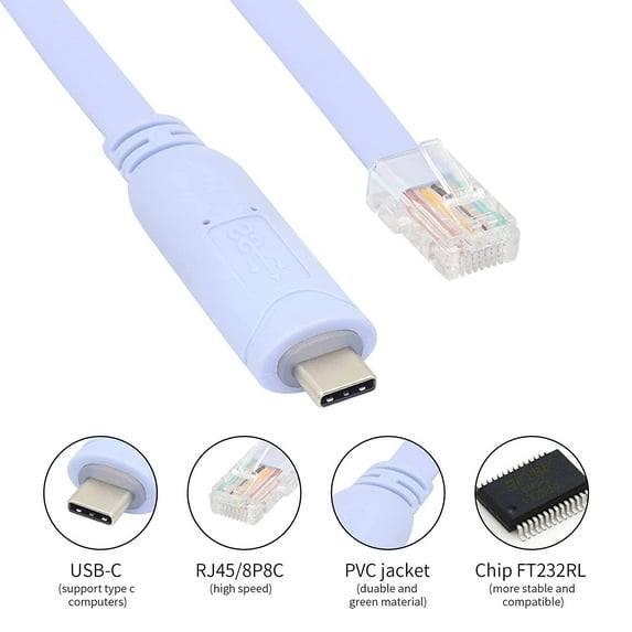 XINDUO-USB-C Cisco Console Cable, USB C to RJ45 Console Serial Debug ...