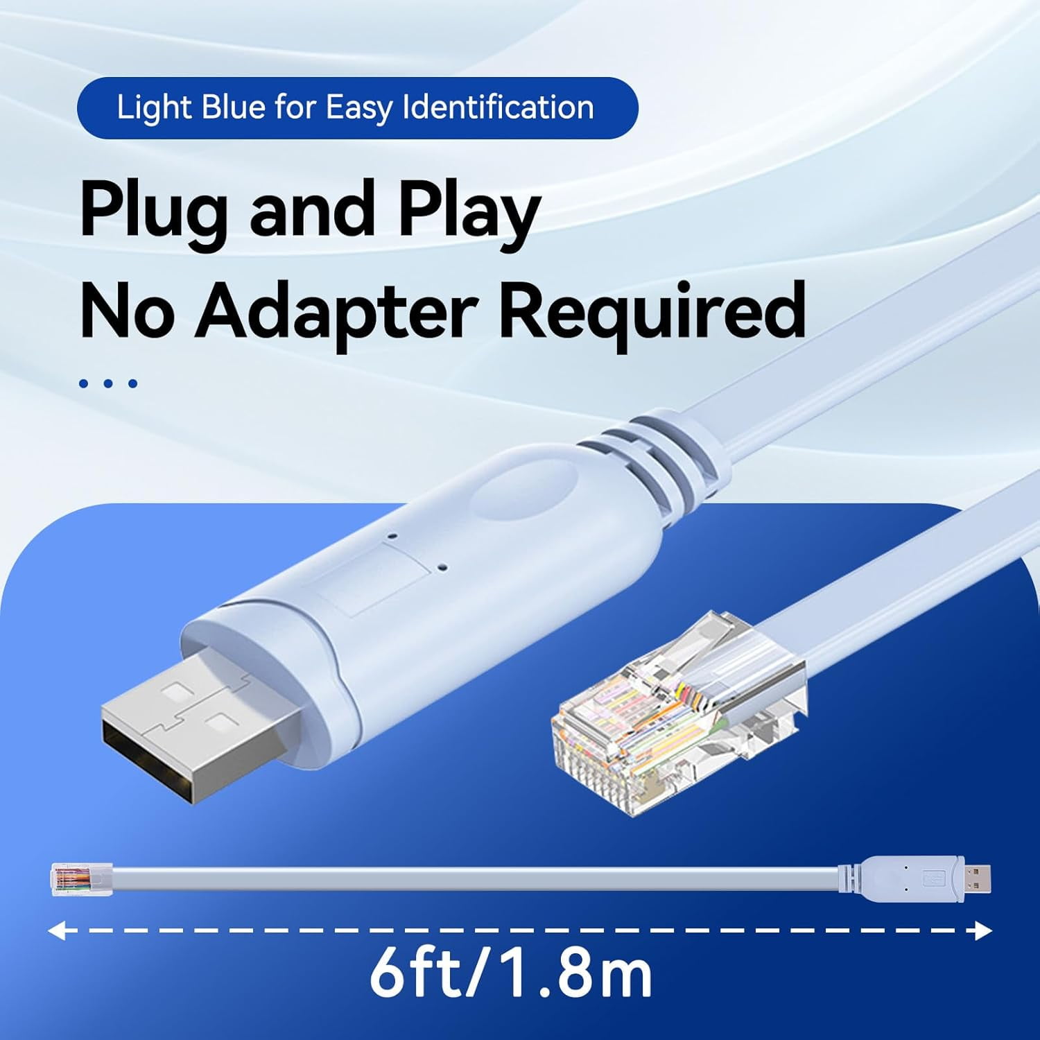 XINDUO-USB Console Cable, USB2.0 Male to RJ45 Male Rollover Cable CAT5 ...