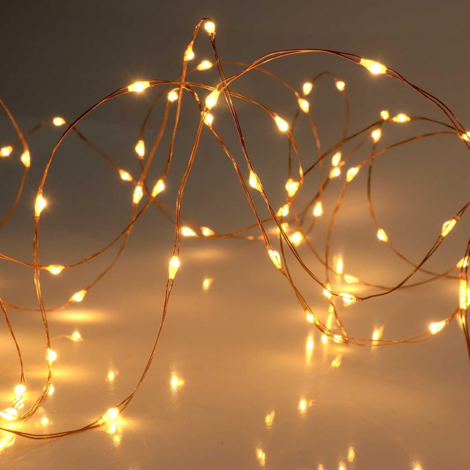 XINDUO-Warm White Fairy Lights on Copper Wire, 100 Micro LED String ...