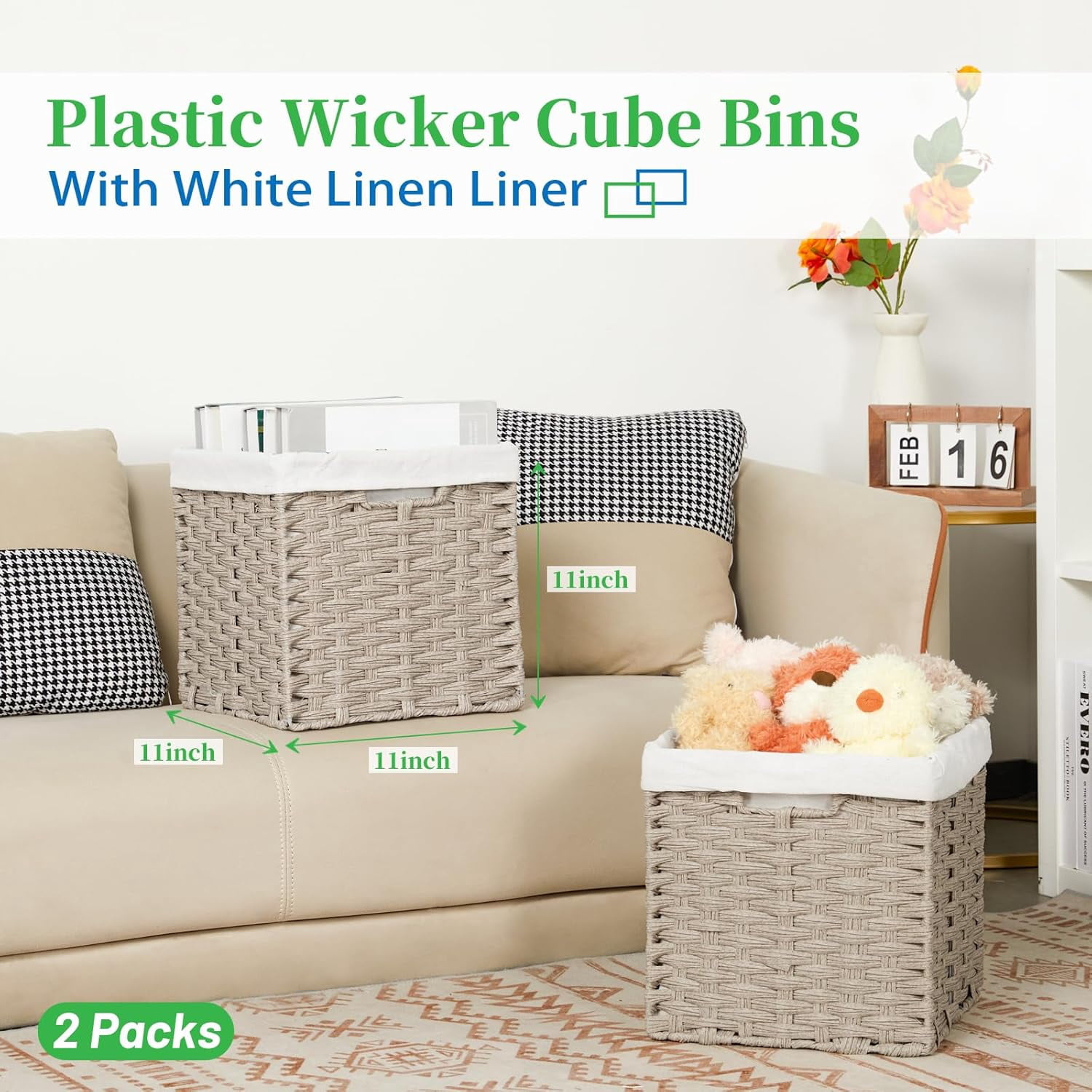 XINDUO-Wicker Baskets for Shelves Waterproof Imitation Wicker Cube ...