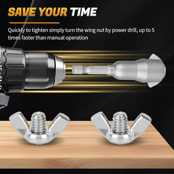 XINDUO-Wing Nut Drill Bit Set, 1/4 Inch Hurricane Wingnut Driver Power ...