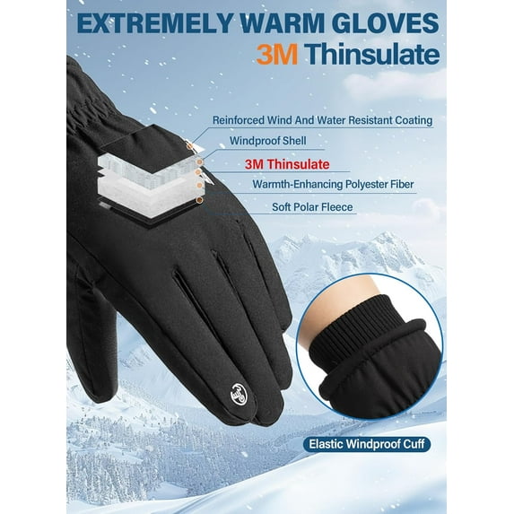 XINDUO-Winter Gloves Men Women - Thermal 3M Thinsulate Ski Gloves ...
