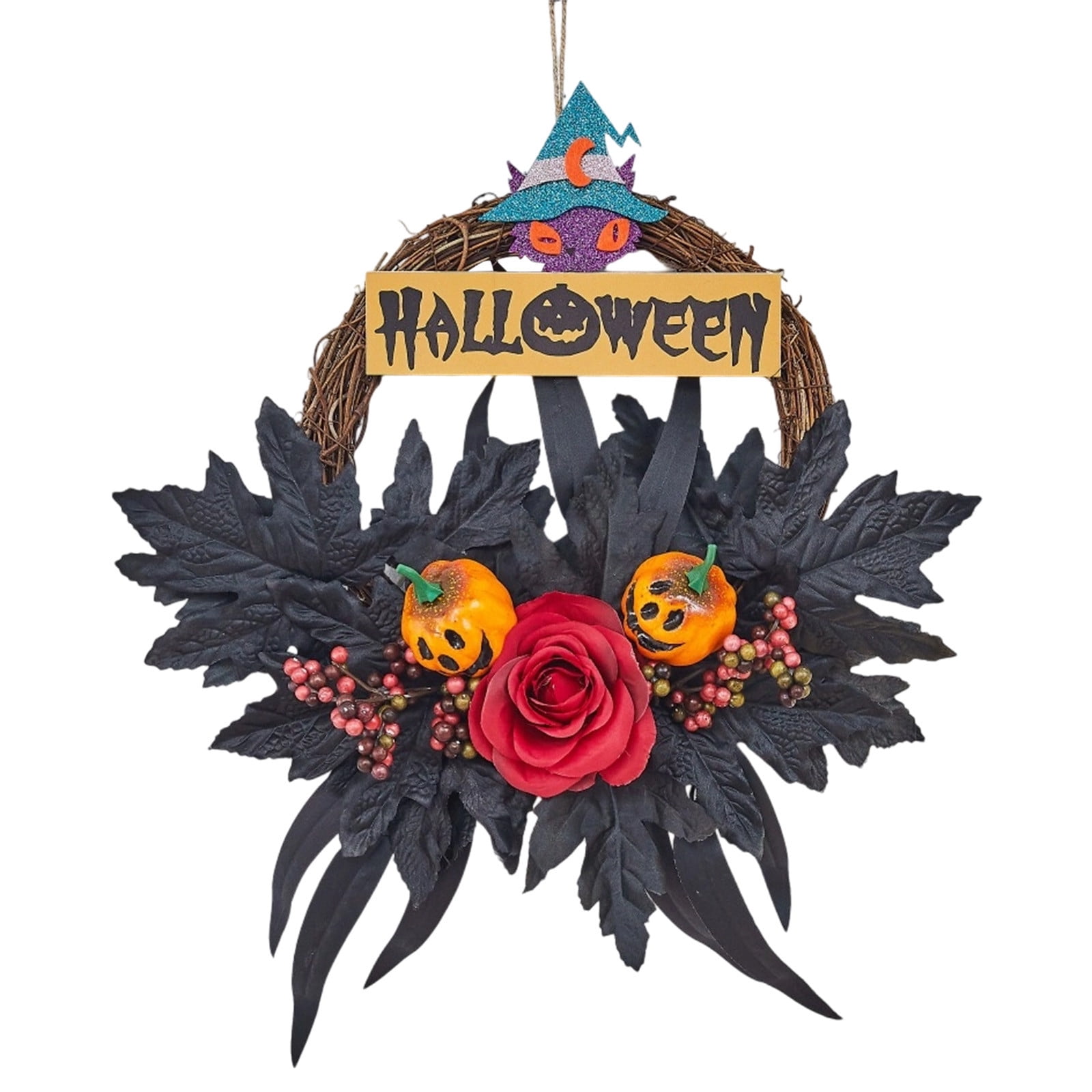 XINGAG Artificial Flowers Black Wreath For Halloween Gothic Hanging ...