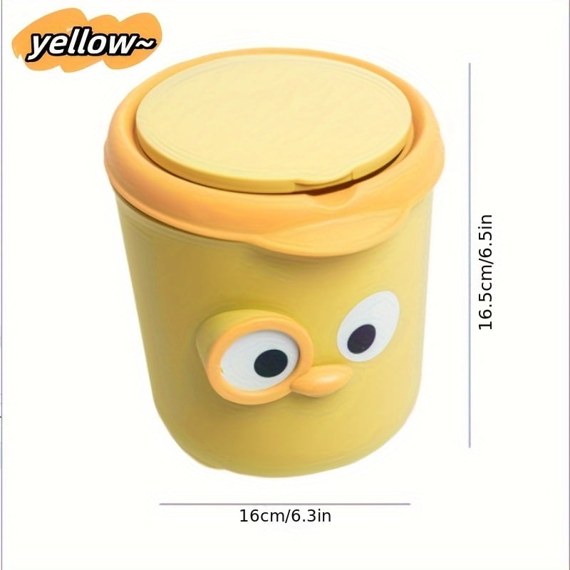 XINGJIU Mini Cartoon Cute Plastic Cylindrical Kitchen Trash Can with No ...