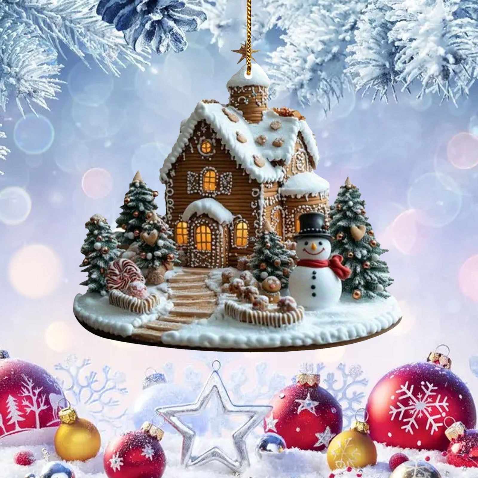 XINGXIANG Christmas Tabletop Decor, Snowman Gingerbread House ...