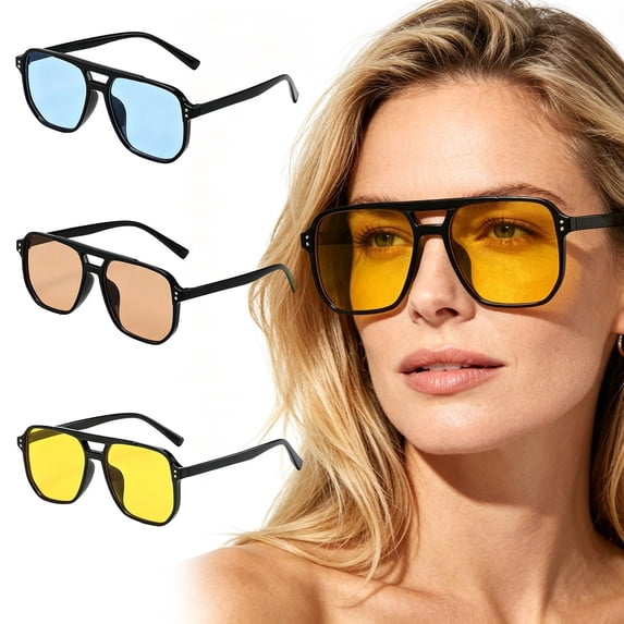 XINGXIANG-Classic Pilot Style Sunglasses, Black Frame, UV400 Protection ...