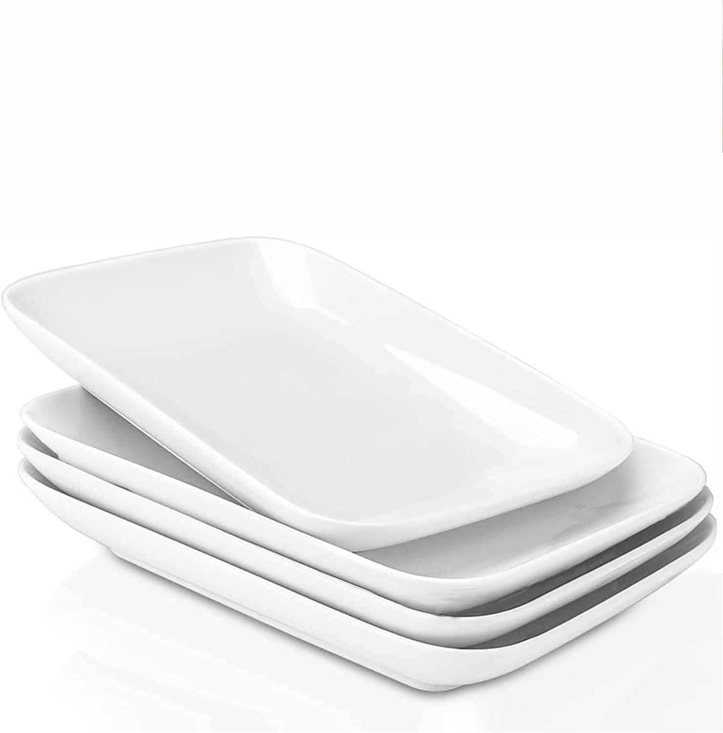 XINLTC 4-Piece Rectangular Porcelain Plates, 8in Ceramic Small Serving ...