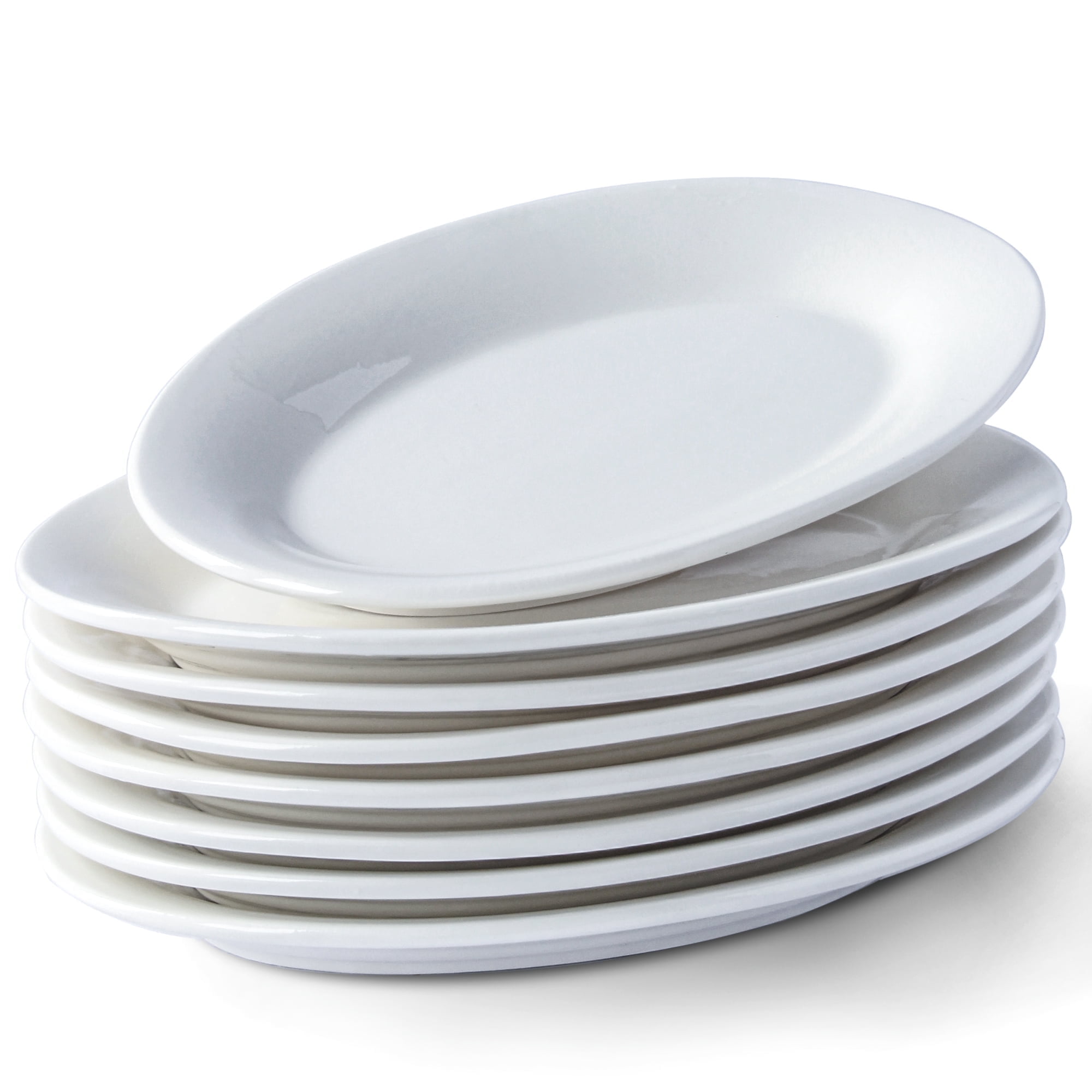 XINLTC Ceramic Oval Dessert Plates Set of 8, Small White Appetizer ...
