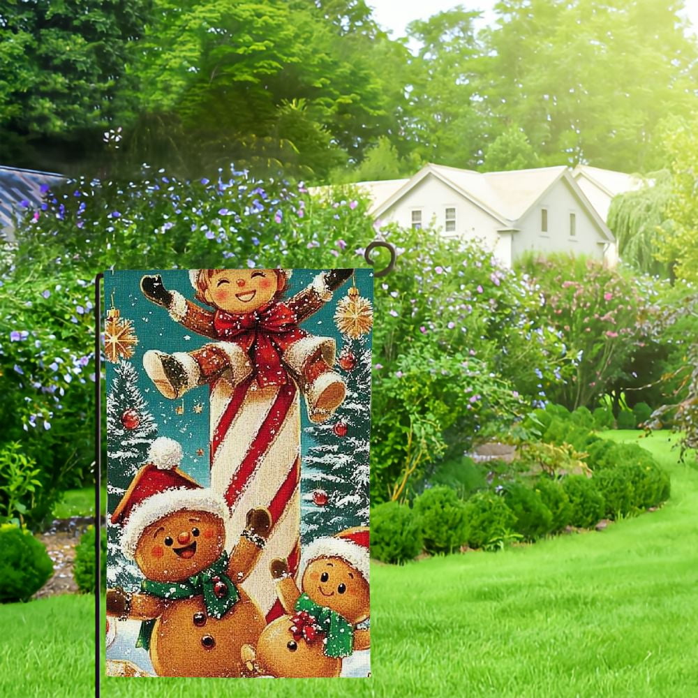 XINLUO Christmas Gingerbread Man Garden Flag, Welcome Winter Holiday ...