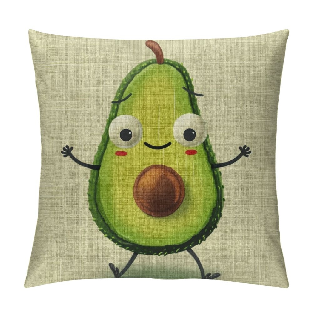 XINLUO Throw Pillow Covers For Couch Cute Avocado Cartoon Character ...