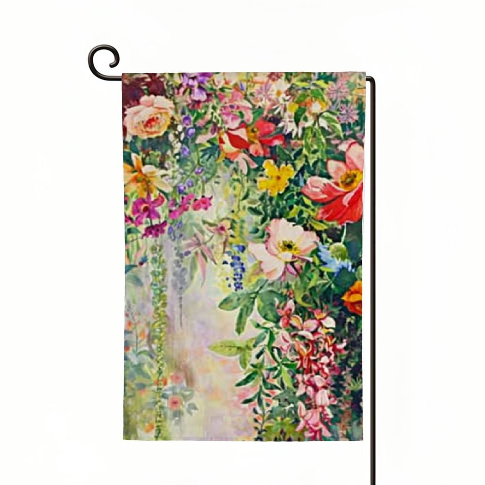 XINLUO Watercolor Flower Spring Floral Welcome Flags Seasonal Garden ...