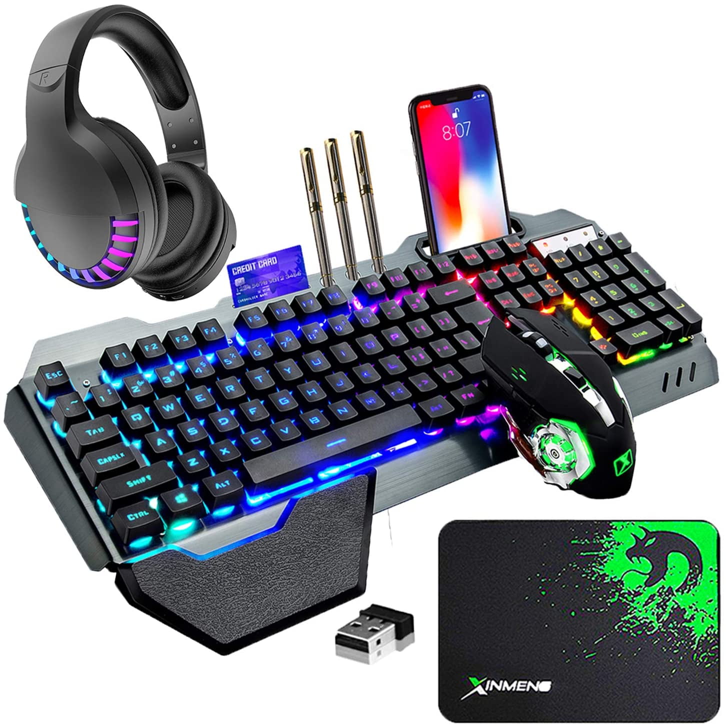 XINMENG K680 Wireless Gaming Keyboard Mouse Bluetooth Headset Kit with ...