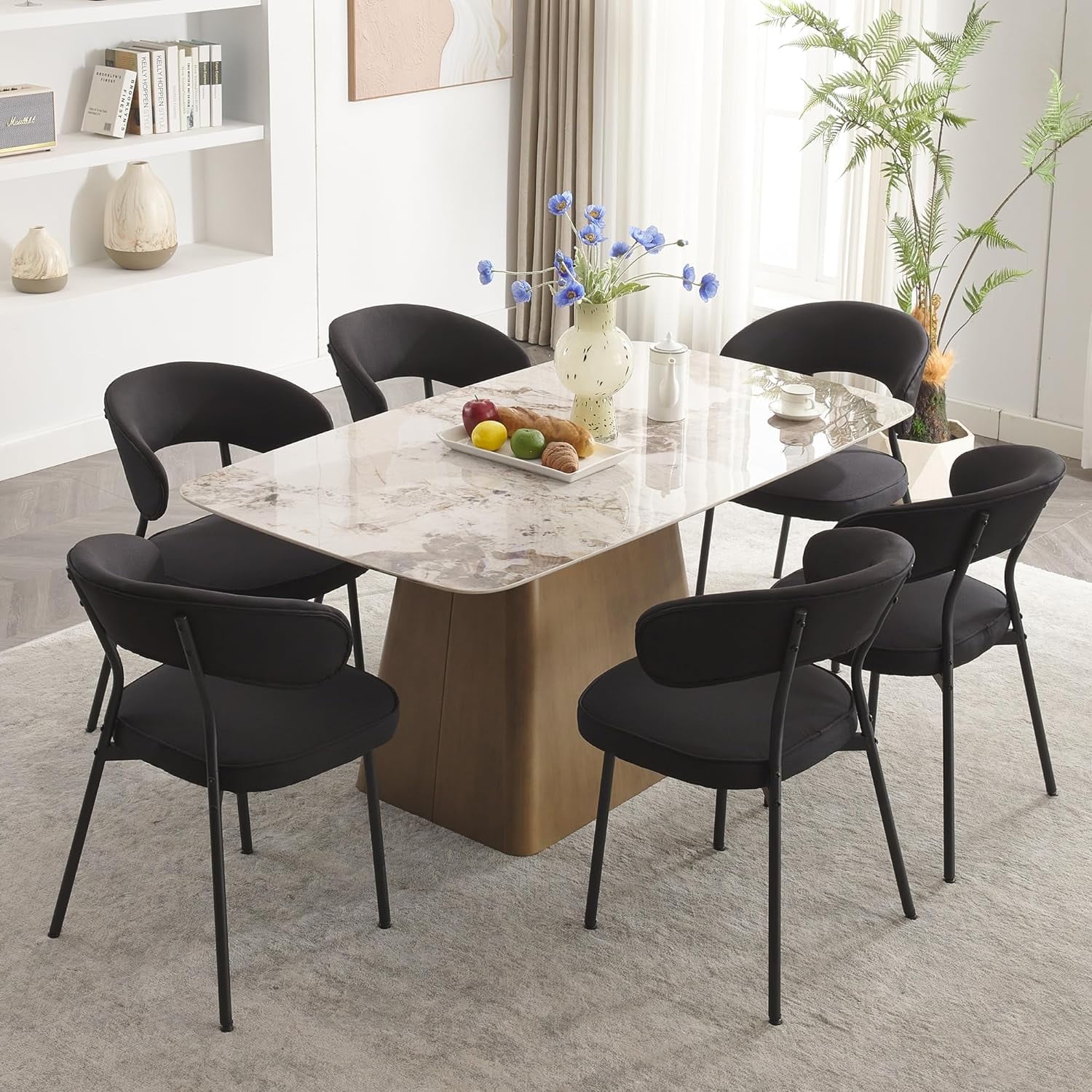XINMICS Black Dining Chairs Set of 6 Modern Dining Room Chairs ...