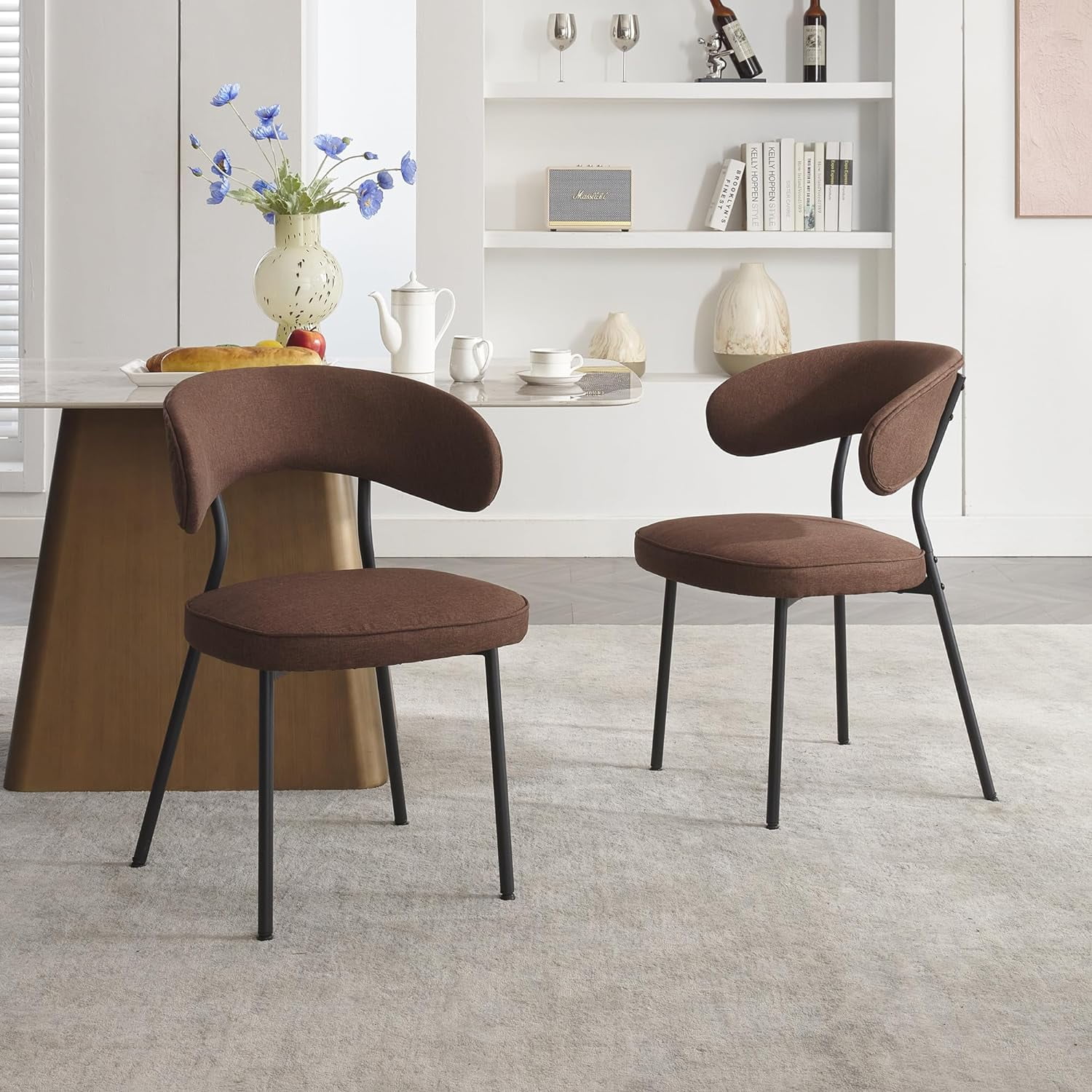 XINMICS Dining Chairs Set of 2 Mid Century Modern Upholstered Kitchen ...