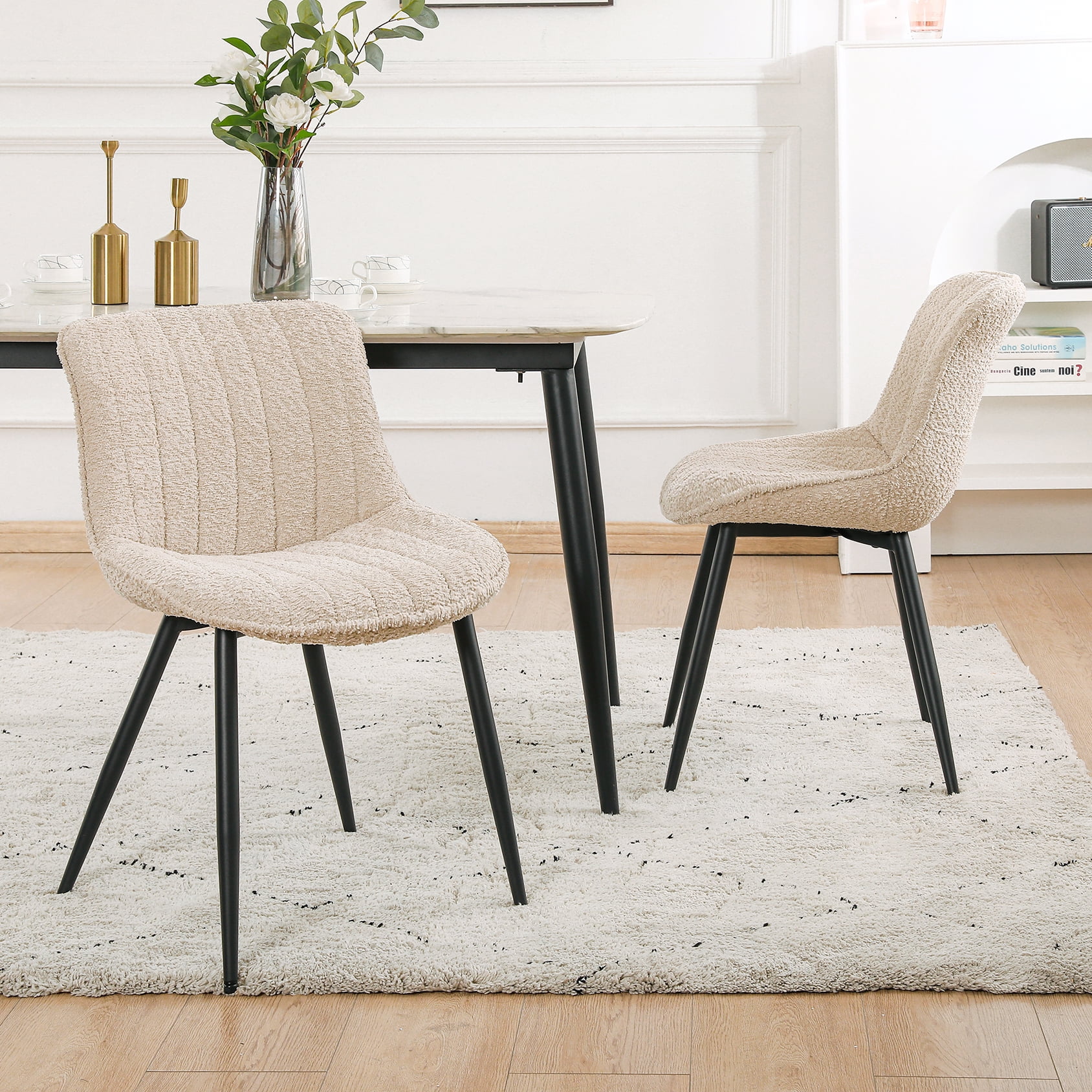 XINMICS Modern Dining Chairs Set of 2, Upholstered Kitchen Chairs with ...