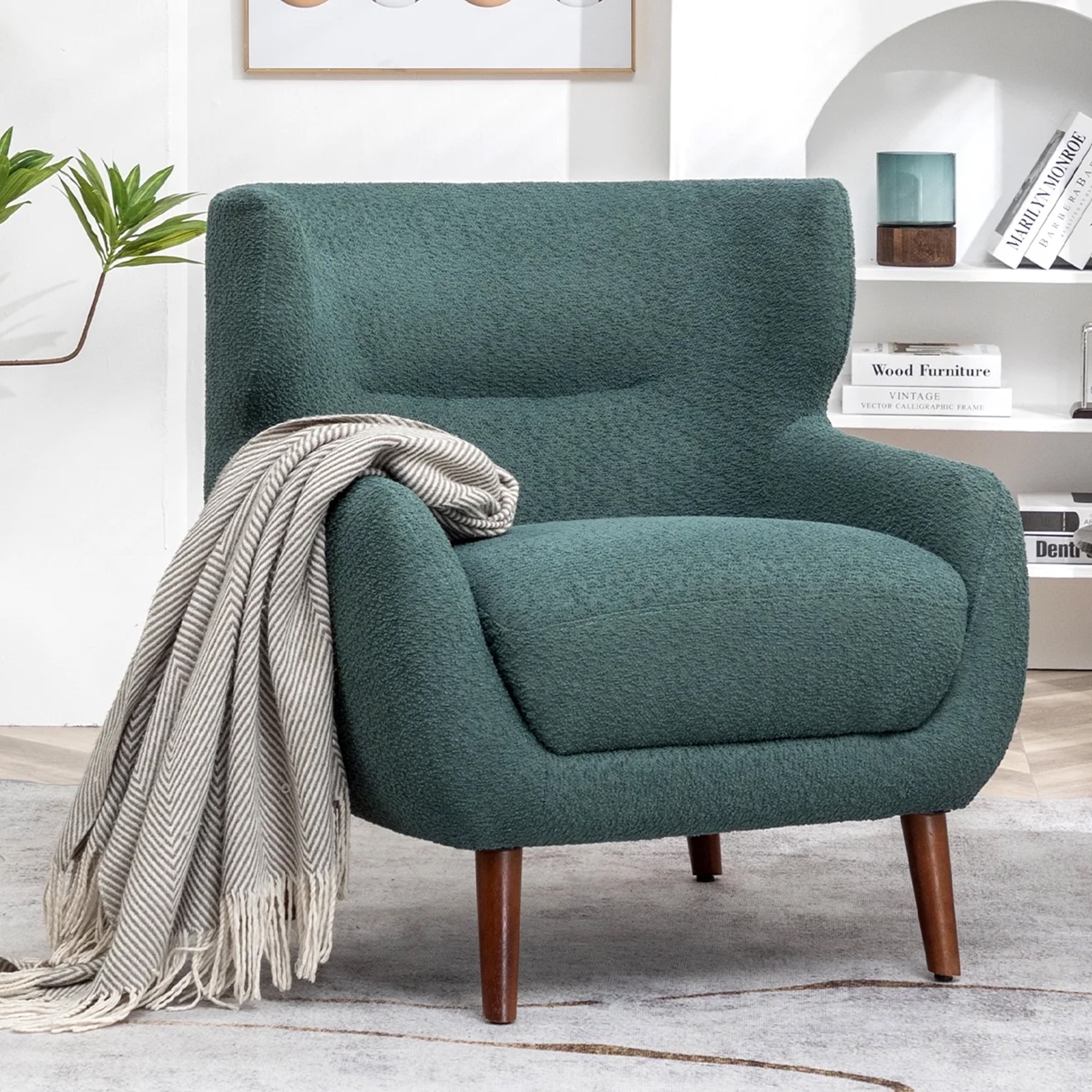 XINMICS High Back Reading Chair, Comfy Barrel Accent Armchair for ...