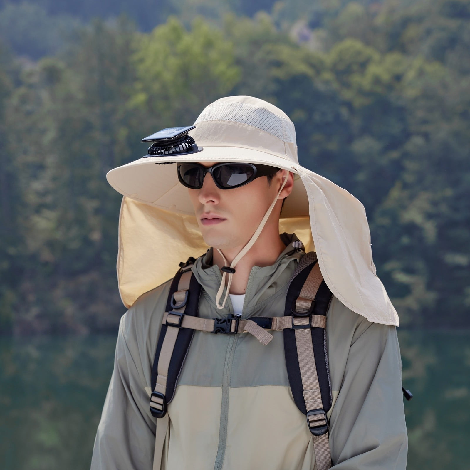 XINMidd Solar Fan Bucket Hat for Men Women UPF50+ Sun Wide Brim Outdoor ...