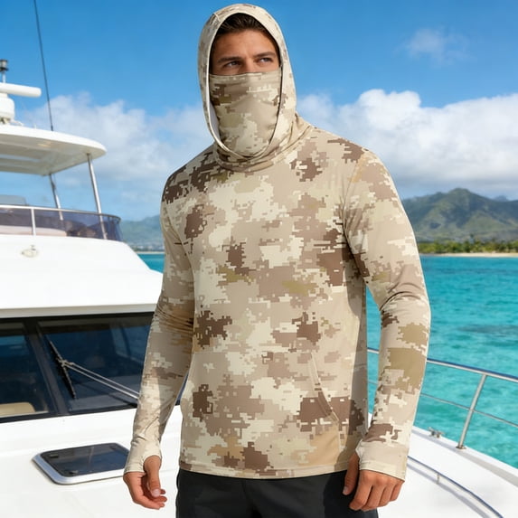 XINPING Men's UPF 50+ Sun Protection Hoodie Camo Full Zip Lightweight ...