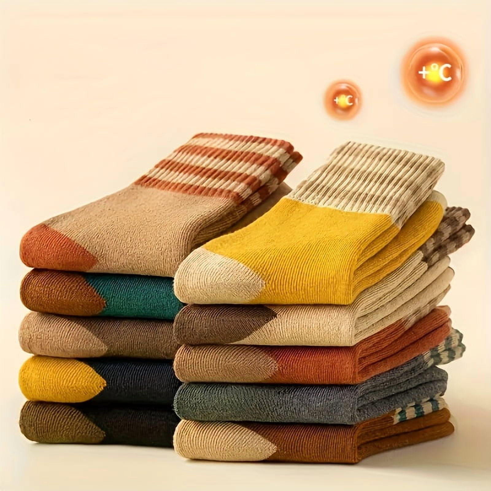XINRUI 10 Pairs Women’s Winter Crew Socks – Thick Fuzzy Terry Loop ...