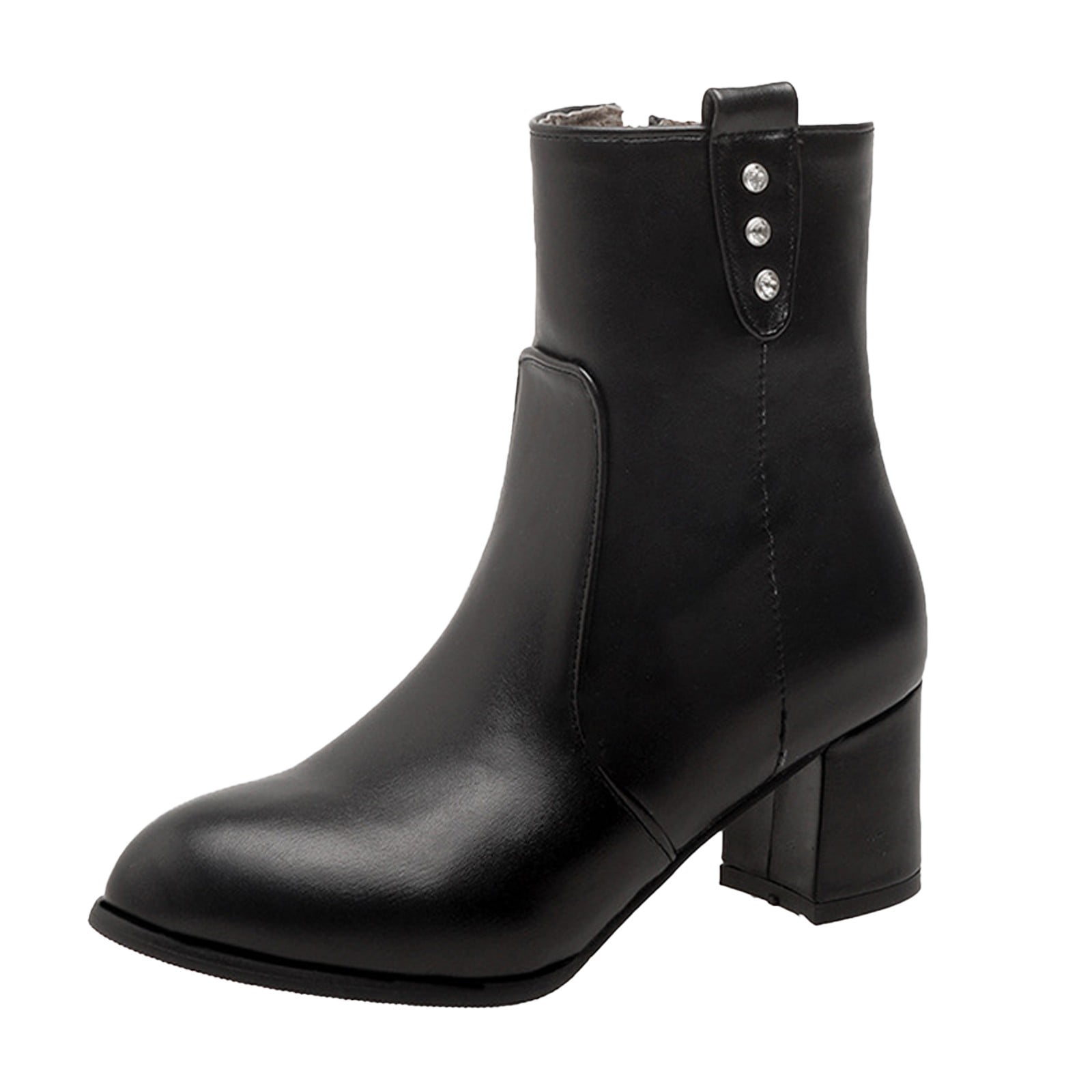 adviicd Womens Ankle Boots Womens Ankle Boots Block Heel Round Toe Side ...