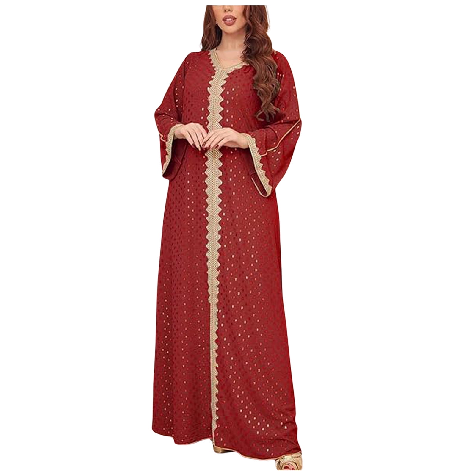 XINXIAOO Lady's Gold Stamped Dubai Gown Womens Robe Long Zippe Spa Bath ...