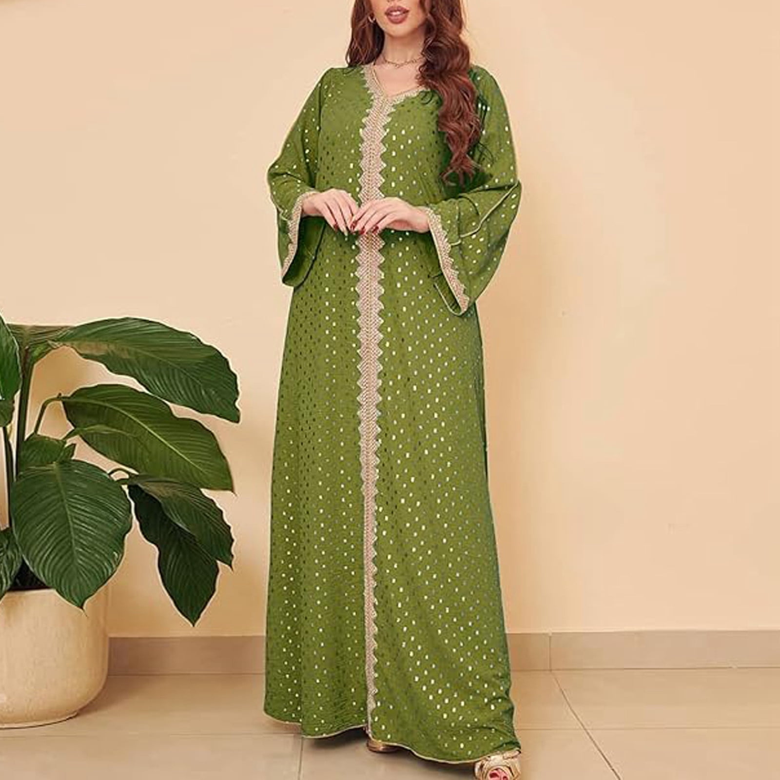 XINXIAOO Lady's Gold Stamped Dubai Gown plus Size Robes for Women 4x ...