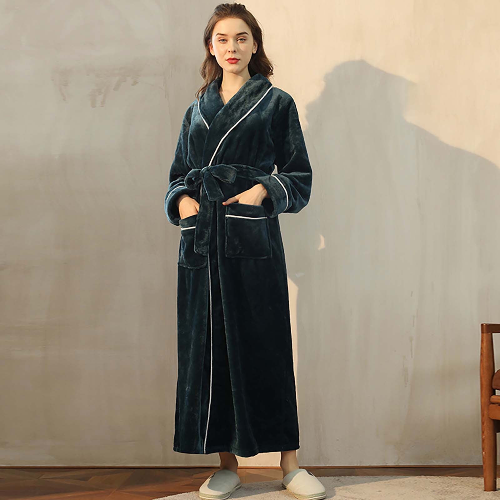 XINXIAOO Women's Flannel Pajamas Large Coral Velvet Bathrobe Autumn And ...