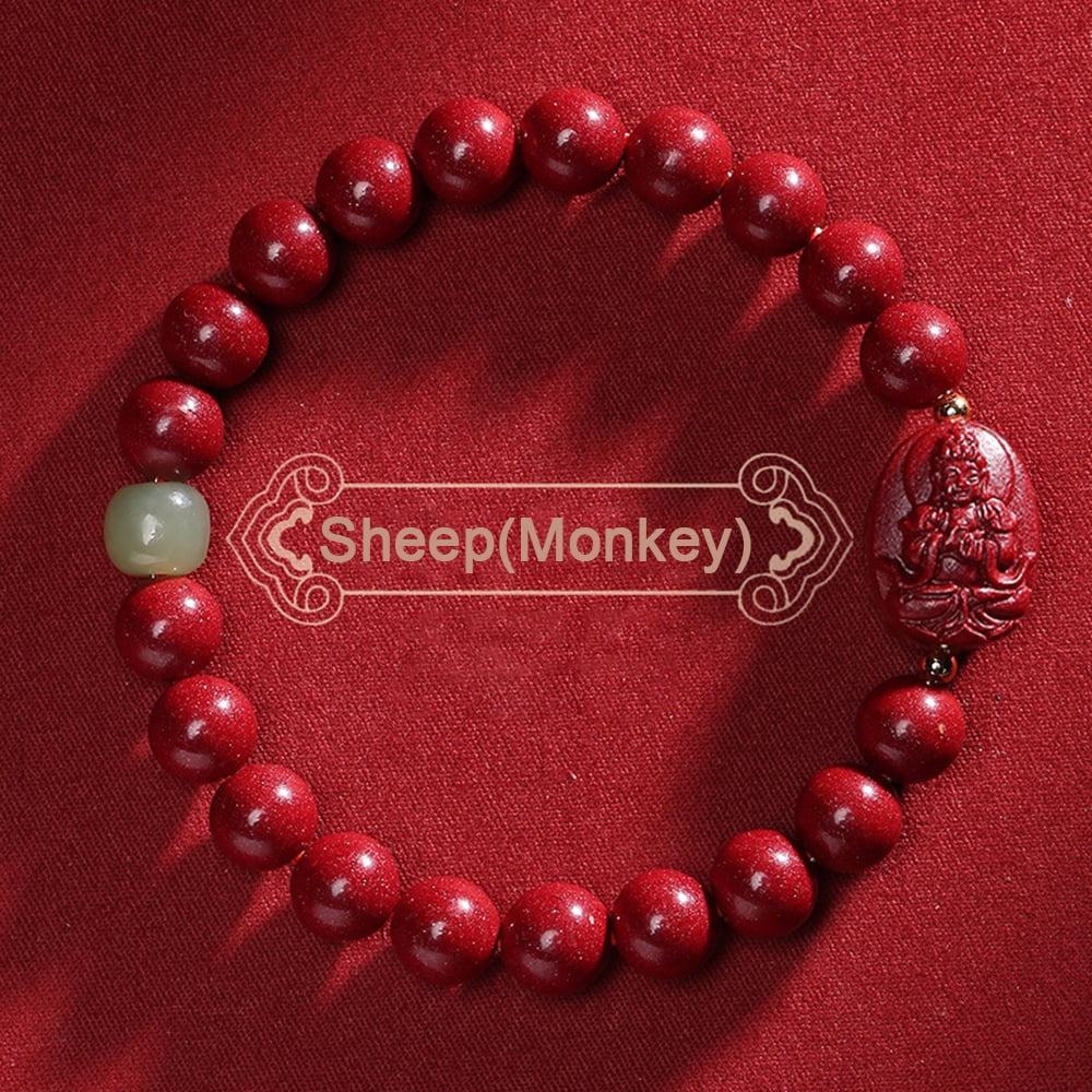 XINYU Chinese Zodiac Cinnabar Sand Bracelet Buddha Bracelet Unisex ...