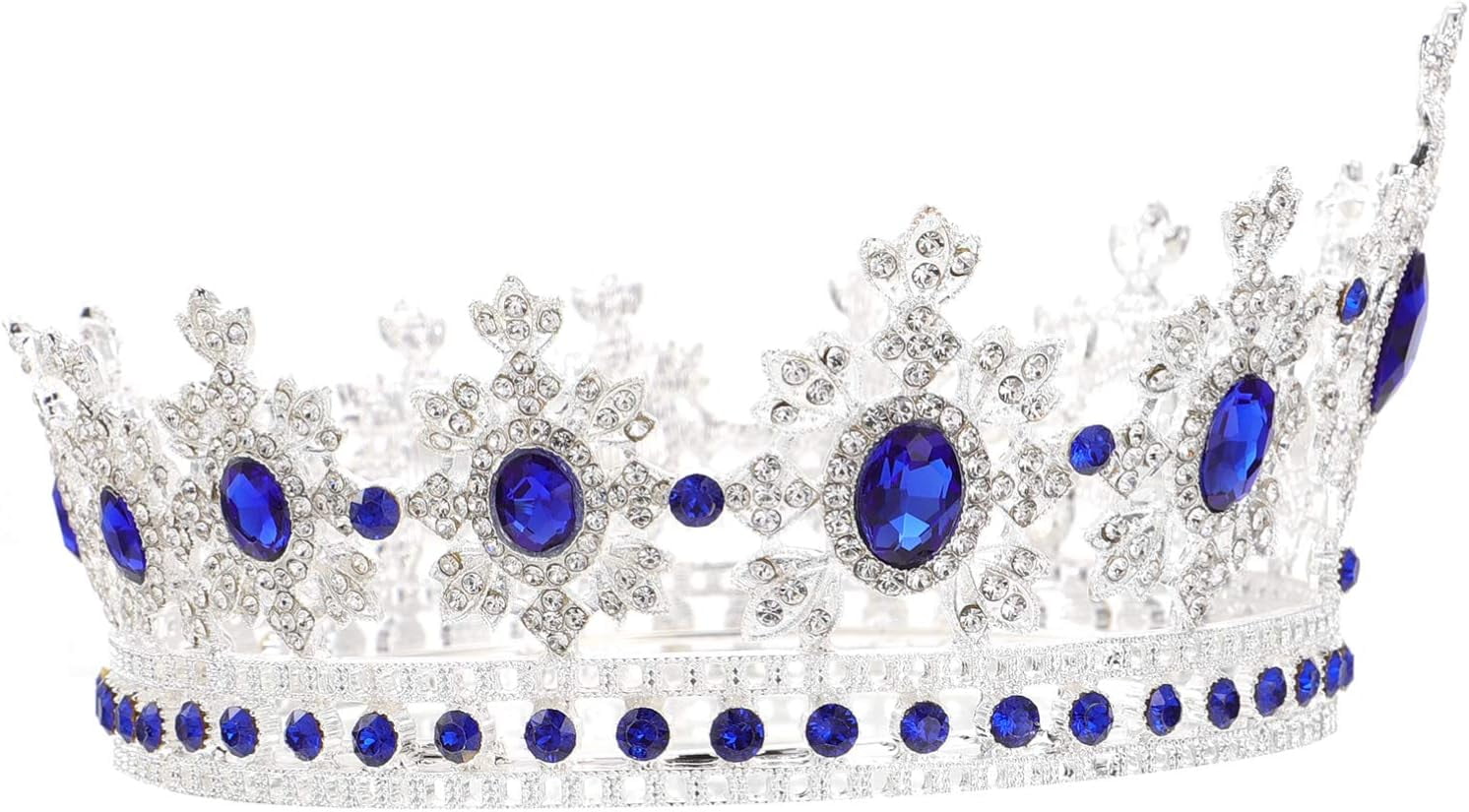 XIOP Baroque Bride Crown Queen Blue Silver Rhinestone European Vintage ...