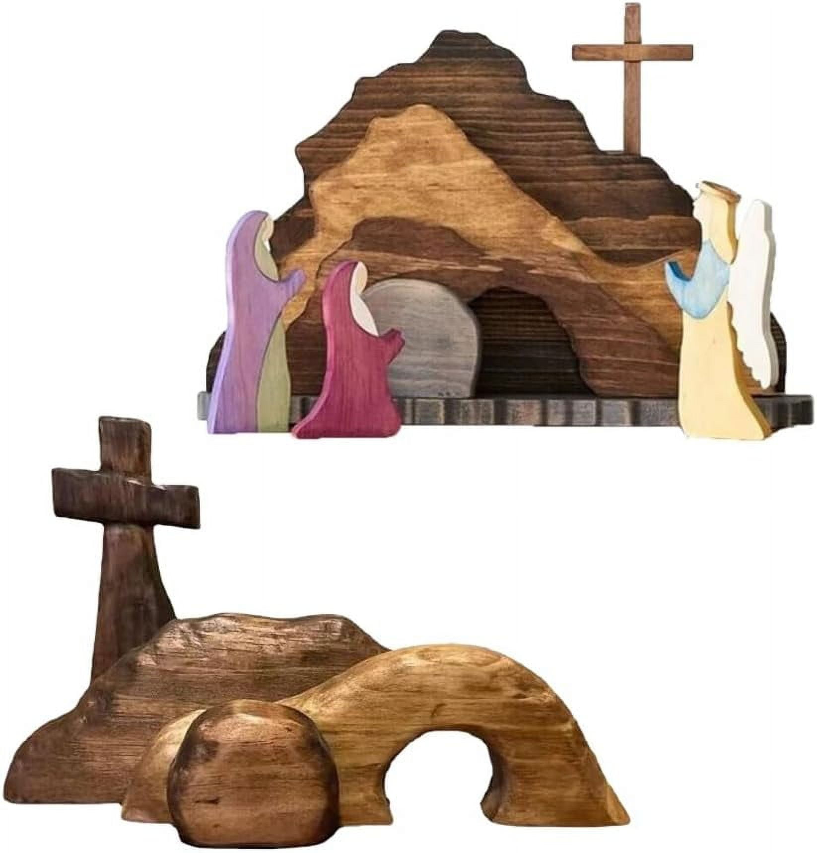 XIOP Handmade Jesus Tomb-Easter Scene Wooden Decoration, The Empty Tomb ...