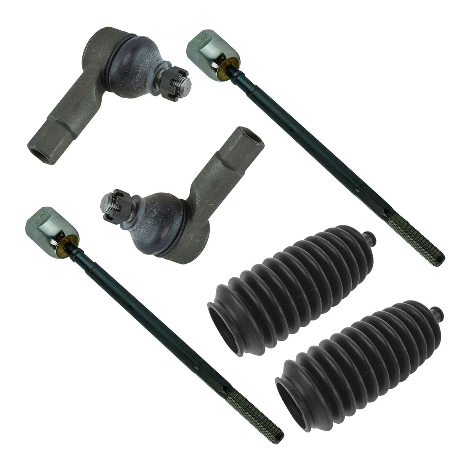 XIOUMAAN 6pc Inner & Outer Tie Rods with Steering Rack Bellows Boots 6 ...