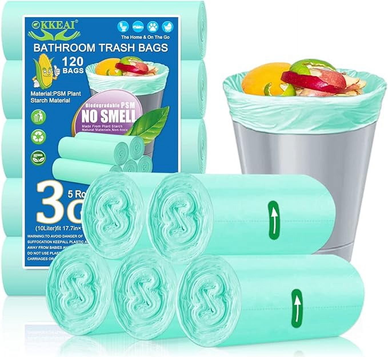 XIQIYY 3 Gal Trash Bags,10 Liter Wastebasket Bin Liners,Tiffany Blue ...