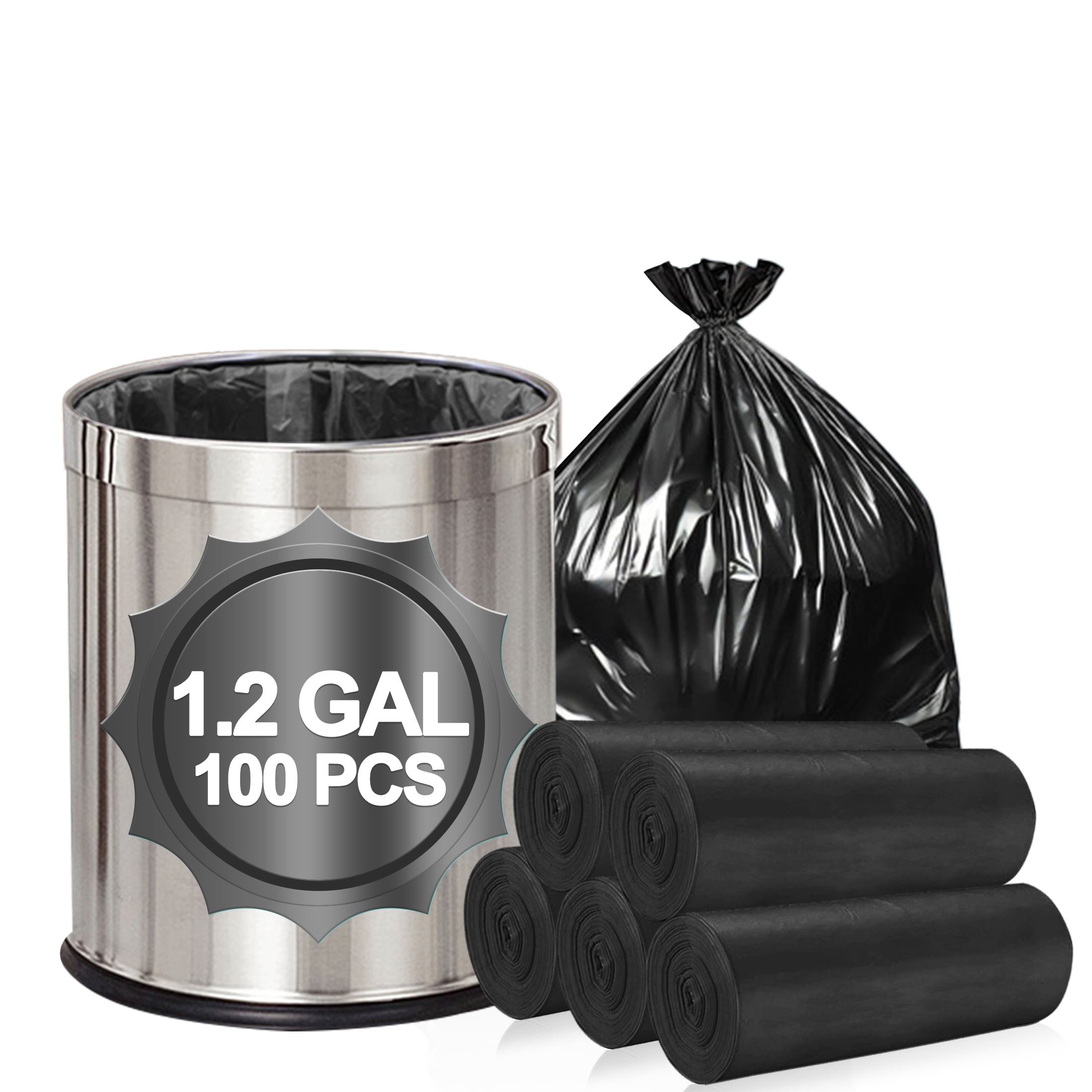 XIQIYY 5Liter Small Bin Bags 100 Counts Bin Liners 3-5L White Clear ...