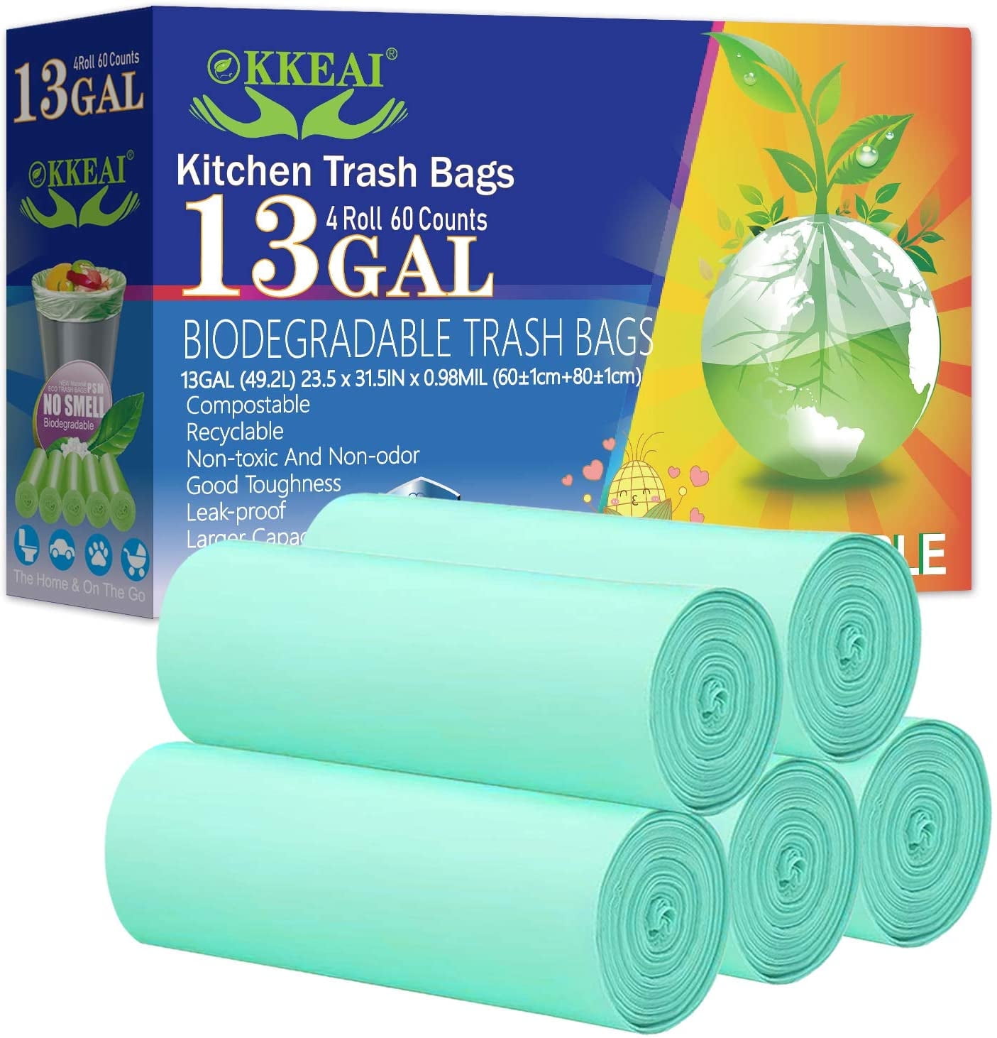 XIQIYY Large Garbage Bags 13 Gallon/49 Liter,0.98 Mil Thicken Tall ...