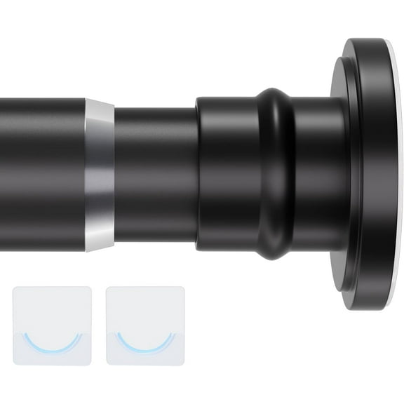 Black Tension Curtain Rod 28 to 48 Inch Spring Rod No Drilling ...