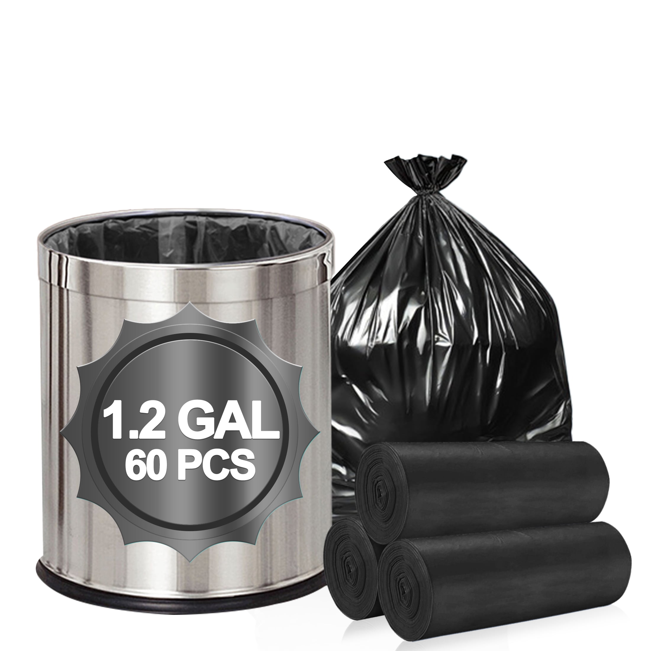 XIQIYY 1.2 Gallon Trash Bags ,5 Liter Wastebasket Bin Liners ,black ...