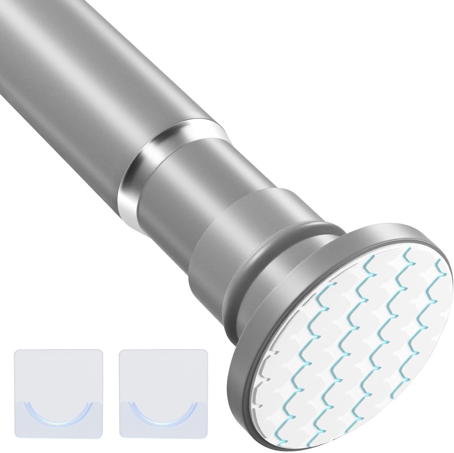 XUXRUS 28-48 inches,Gray Shower Curtain Rod,Heavy Duty Spring Short ...